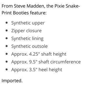 Steve Madden | Shoes | Nib Steve Madden Pixie Snake Skin Midi Boots ...